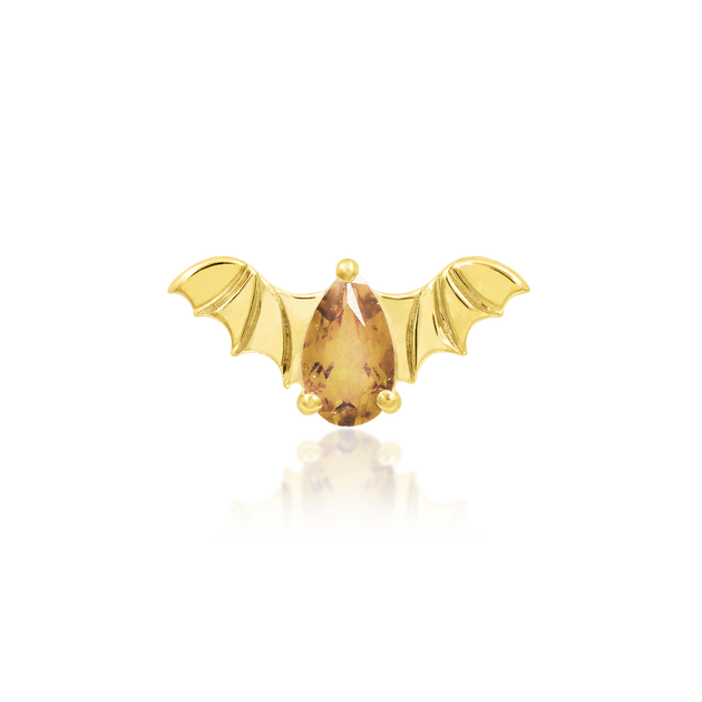 Bat with Champagne CZ in 14k gold by Junipurr – Pierced
