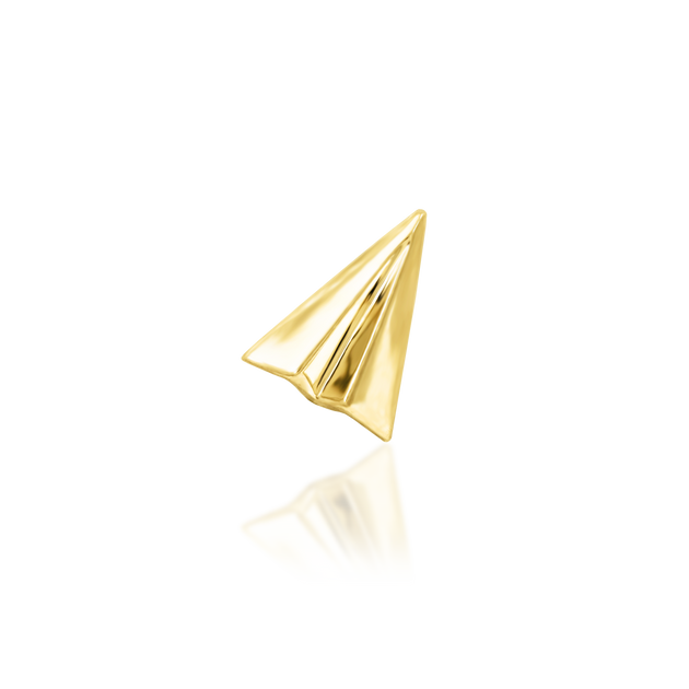 Paper Plane in 14k gold by Junipurr – Pierced